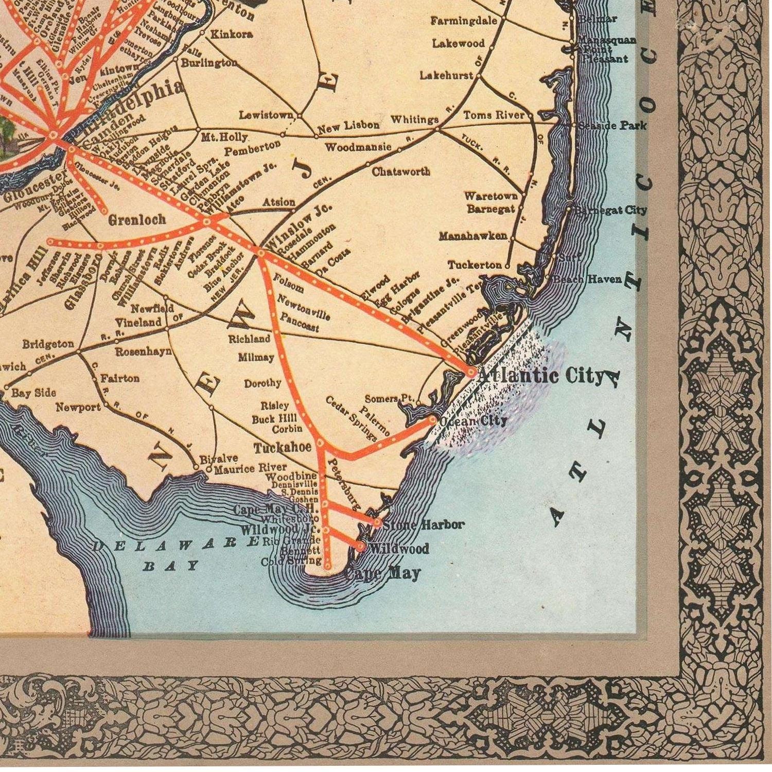 Old Railroad Map of New Jersey and Pennsylvania 1925 Fine | Etsy