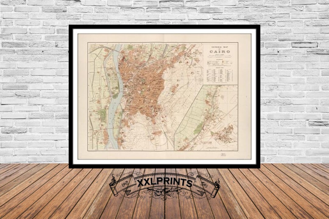 1920 Cairo Map Print: Rare Antique Map Fine Art Reproduction - Etsy