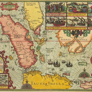 Ancient Map of Java, Sumatra, Borneo, 1598, Very Rare, Fine ...