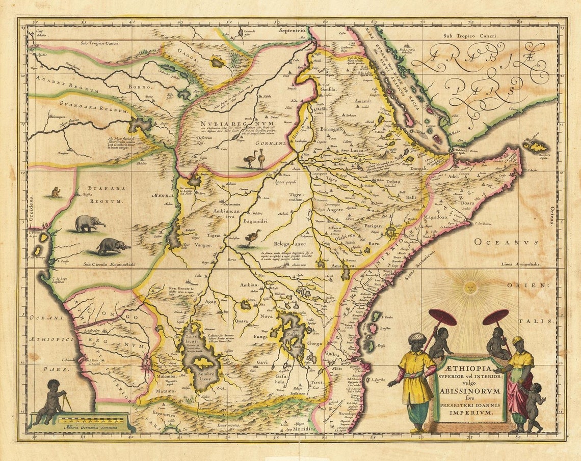 Old Map of Ethiopia Eastern Africa 1640 Rare Map Ancient | Etsy