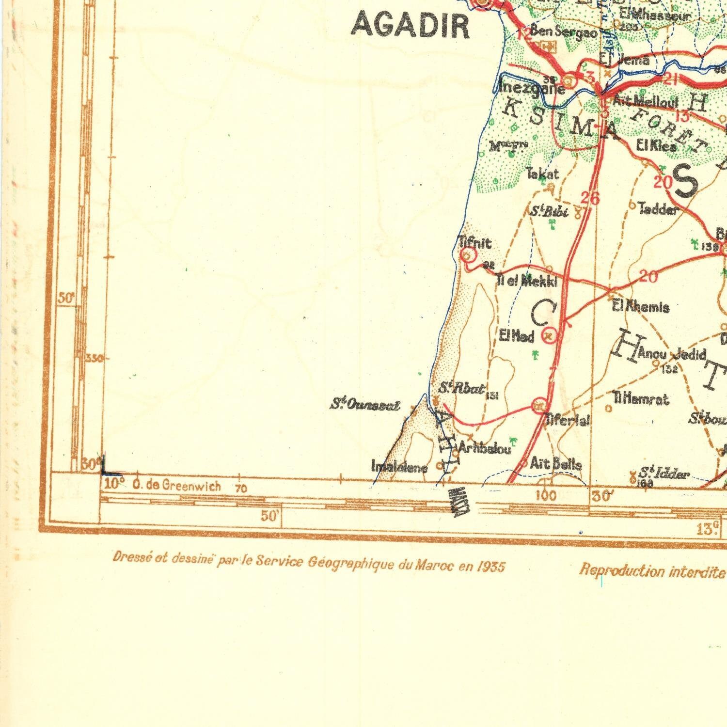 Old Map of Marrakech 1946 Fine Reproduction Large Map Fine - Etsy