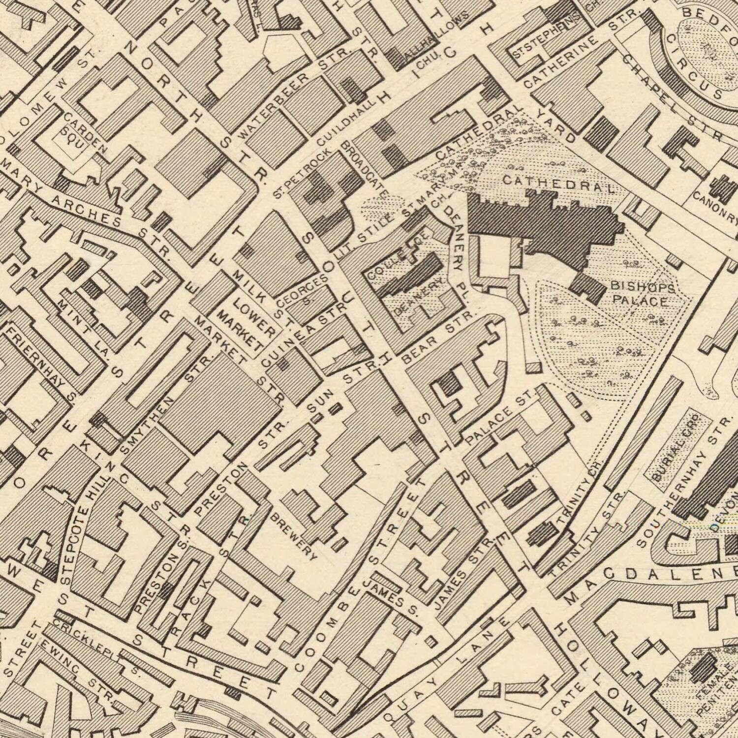 Old Map of Exeter 1851 City Plan Antique Map Fine - Etsy