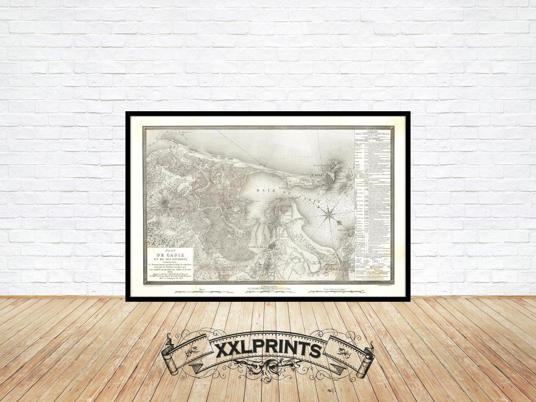Cadiz Spain Map Print: 1826 Antique Fine Art Reproduction - Etsy