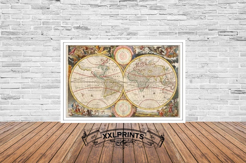 Old map of the World 1715 very rare map beautiful ancient | Etsy