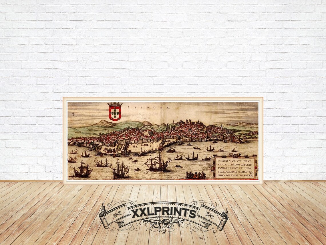 Lisbon Portugal Map Print: 1600s Antique Fine Art Reproduction - Etsy