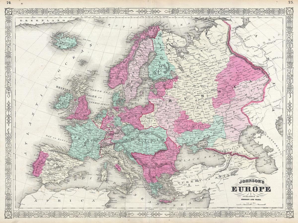 Antique Map of Europe 1864 Old Map Fine Reproduction Large - Etsy