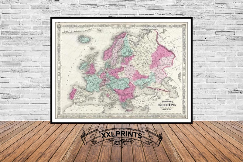Antique Map of Europe 1864 Old Map Fine Reproduction Large - Etsy