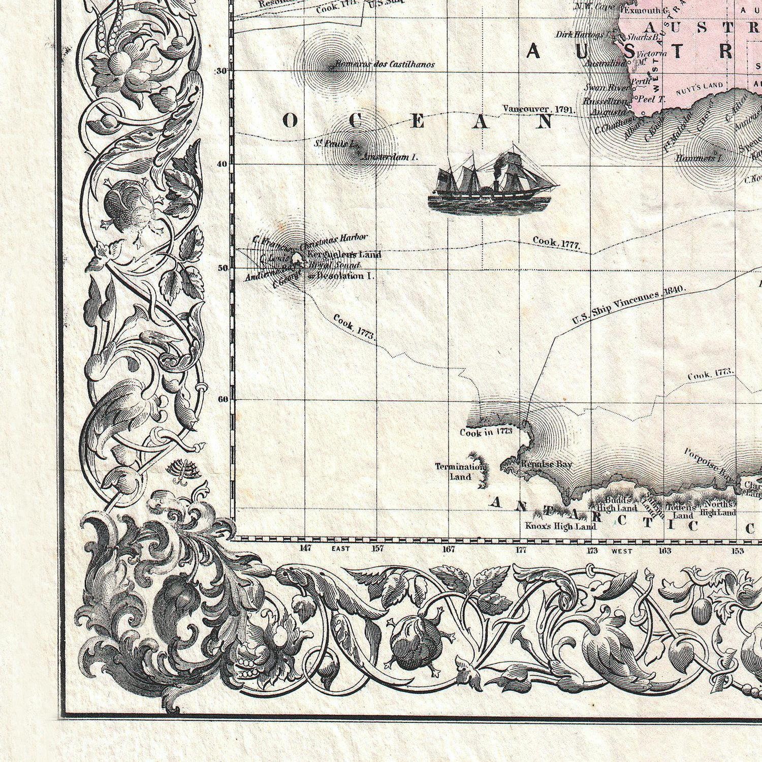 Antique Map of the World at 1852 Fine Reproduction Large - Etsy