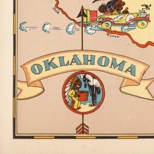 1935 Cartoon Map of Oklahoma: Fine Art Giclée Print - Etsy