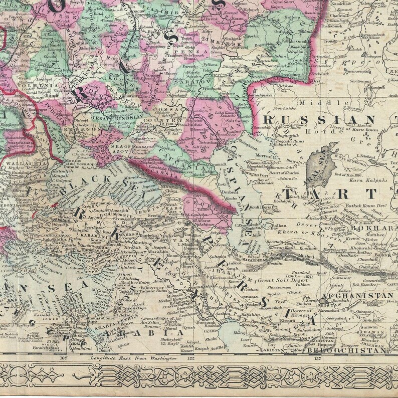 1863 Antique Map of Europe: Fine Art Giclée Print - Etsy