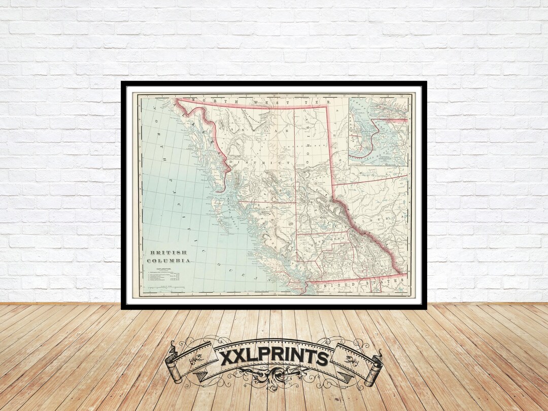 British Columbia Map Print: 1895 Vintage Fine Art Reproduction - Etsy