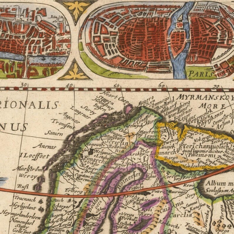 Old Map of Europe 1659 4 Continents Set Map Ancient Fine | Etsy