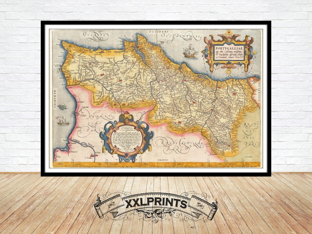 Portugal Map Print: 1574 Rare Ancient Map Reproduction - Etsy