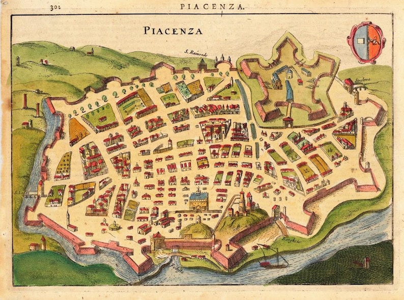 Ancient Map of Piacenza Italy 15th Century Map Fine - Etsy