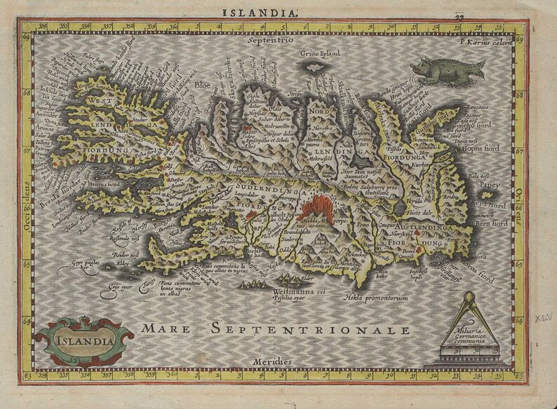 Ancient Map of Iceland 1630 Rare Map Antique Fine | Etsy