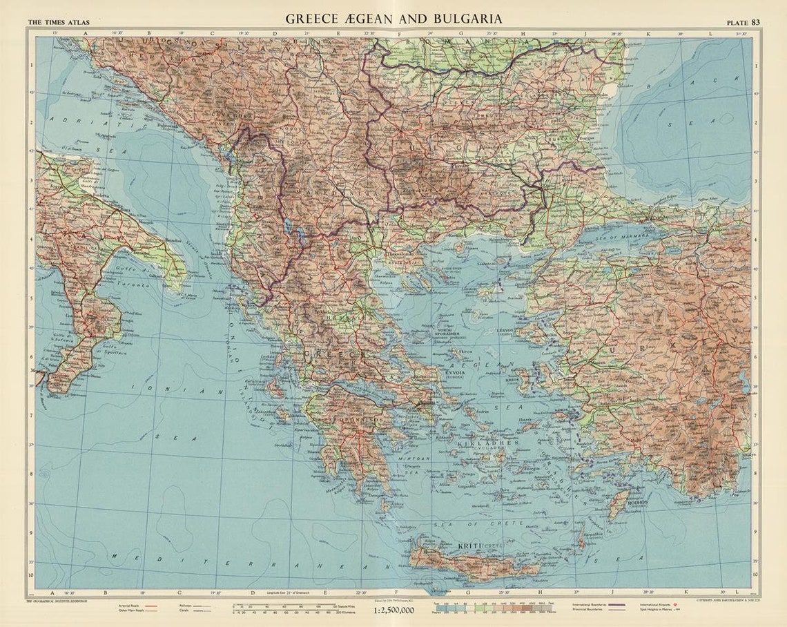 19th Century Greece & Bulgaria Map: Fine Art Giclée Print - Etsy