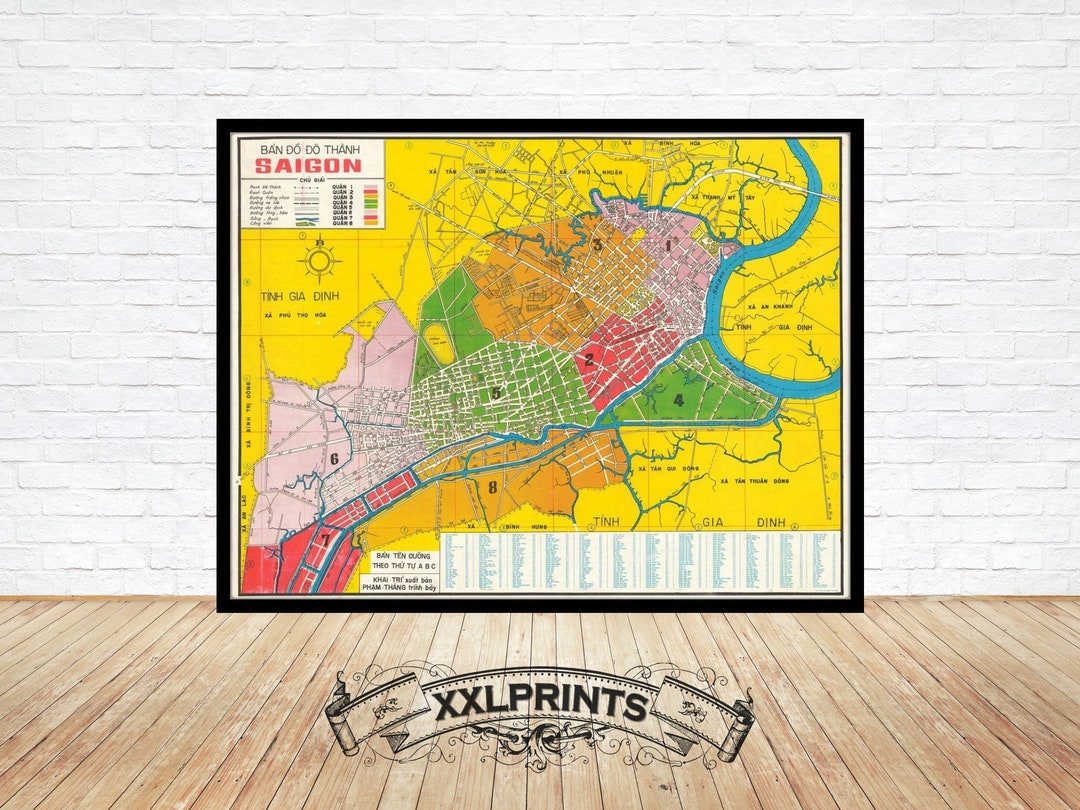 Saigon Map Print: 1966 South Vietnam City Plan, Antique Decor - Etsy ...