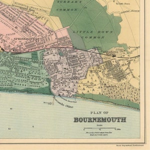 Old Map of Bournemouth,city Plan,1890,rare Map,antique Map,united ...