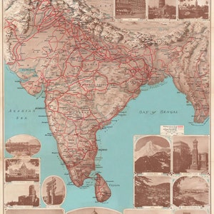1930s India Tourist Map: Vintage Fine Art Print - Etsy