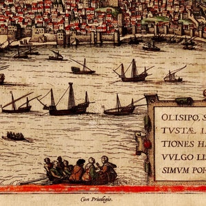 Lisbon Portugal Map Print: 1600s Antique Fine Art Reproduction - Etsy