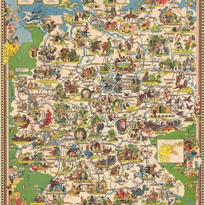 1930 Germany Fairytale Map: Fine Art Print, Antique Decor - Etsy