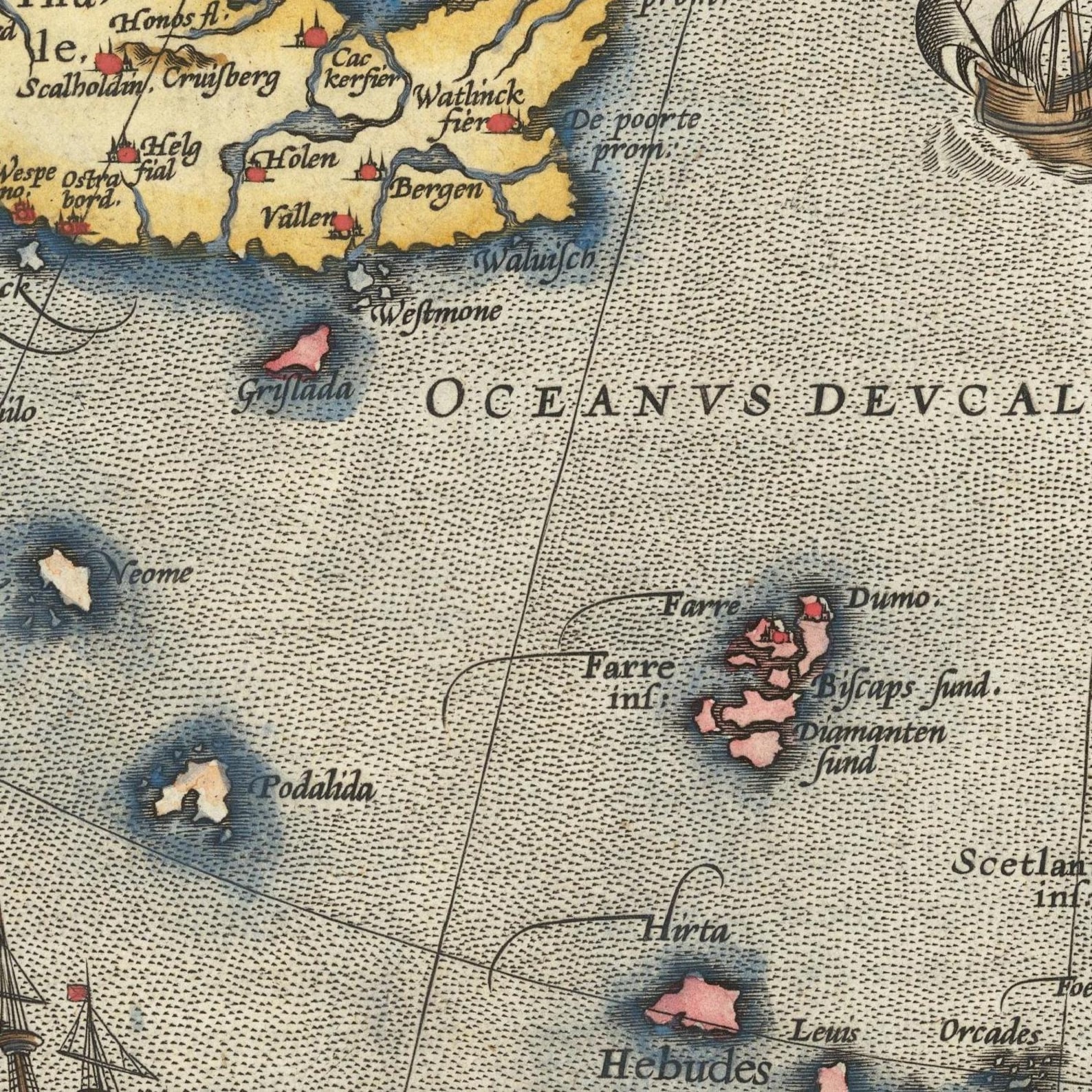 Old Map of North Atlantic 1592 Rare Map Ancient Map Fine - Etsy