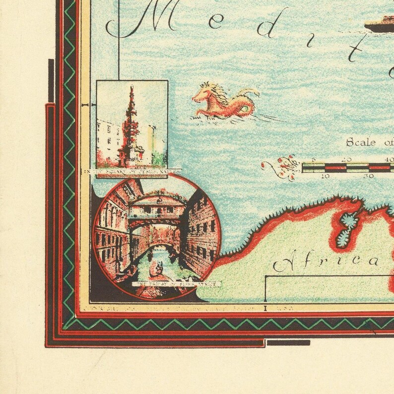 1935 Pictorial Map of Italy: Vintage Fine Art Print - Etsy
