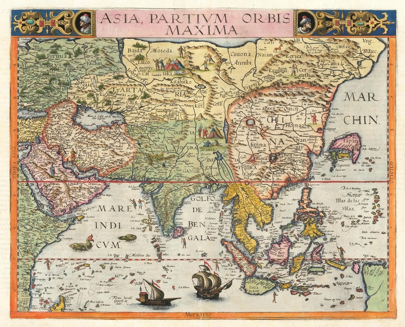 Ancient Map of Asia 1593 Rare Map Fine Reproduction Large - Etsy