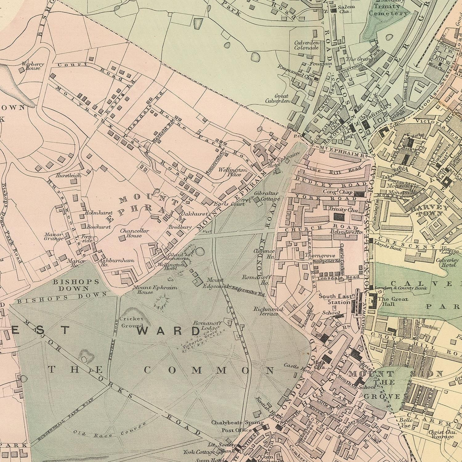 Old Map of Tunbridge Wells City Plan 1890 Rare Antique - Etsy