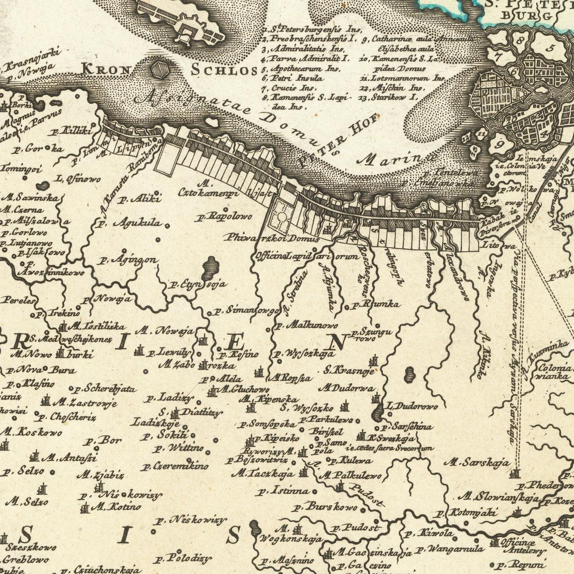 Antique map of Ingria Russia region around St. Petersburg | Etsy