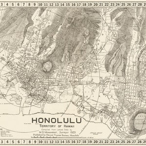 1922 Honolulu Map Art Print: Vintage Hawaiian Island Reproduction - Etsy