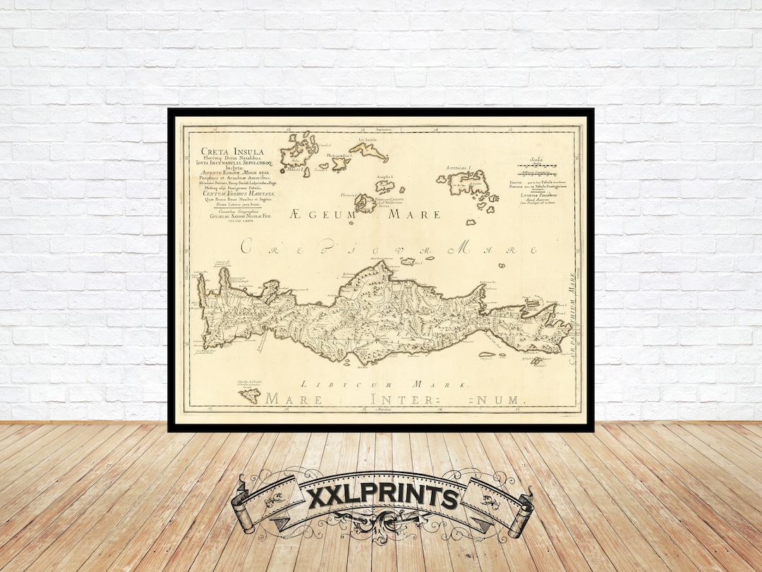 Crete Map Print: 1677 Ancient Map Reproduction, Large Fine Art - Etsy