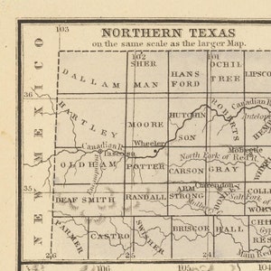 1870 Texas Map Print: Fine Art Reproduction, Oversize - Etsy