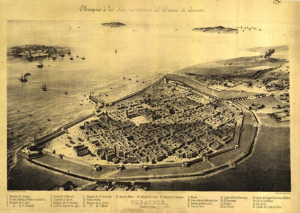 Antique Map of Veracruz Mexico 1850 Aerial View Fine - Etsy