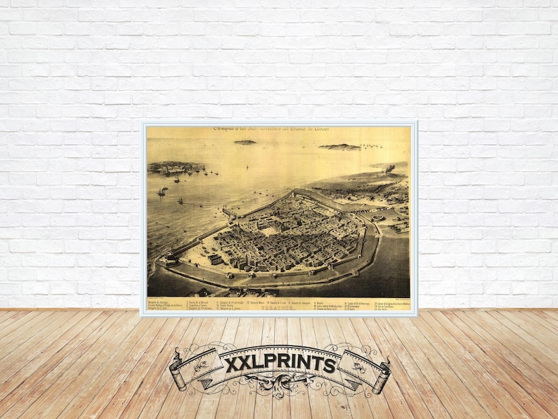 Antique Map of Veracruz, Mexico, 1850, Aerial View, Fine Reproduction ...