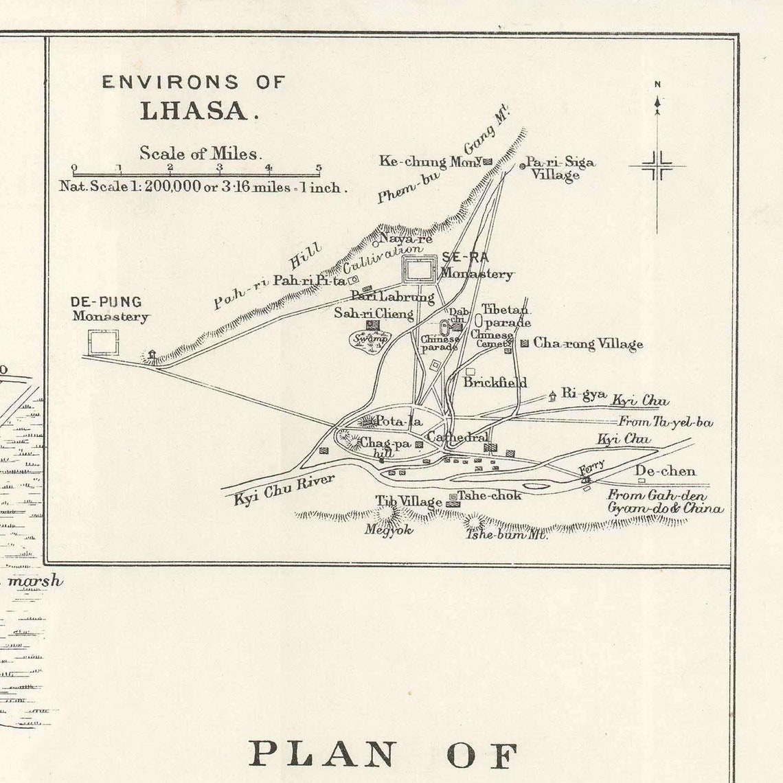 Old Map of Lhasa Tibet 1904 Rare Map Fine Reproduction - Etsy