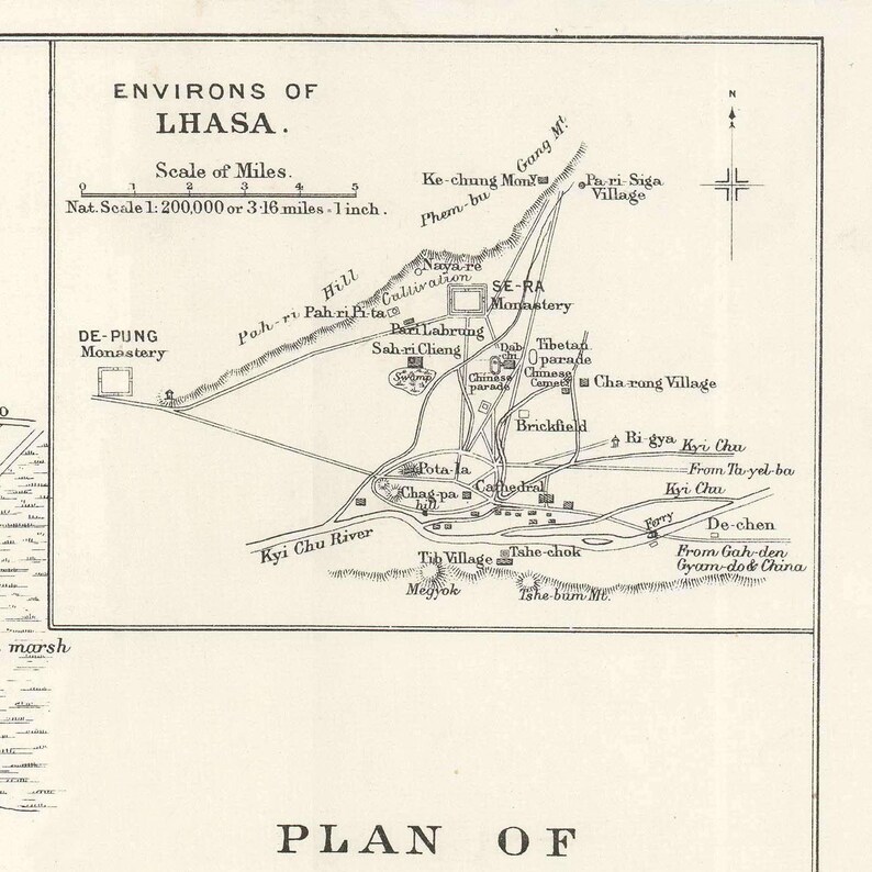 Old Map of Lhasa Tibet 1904 Rare Map Fine Reproduction - Etsy