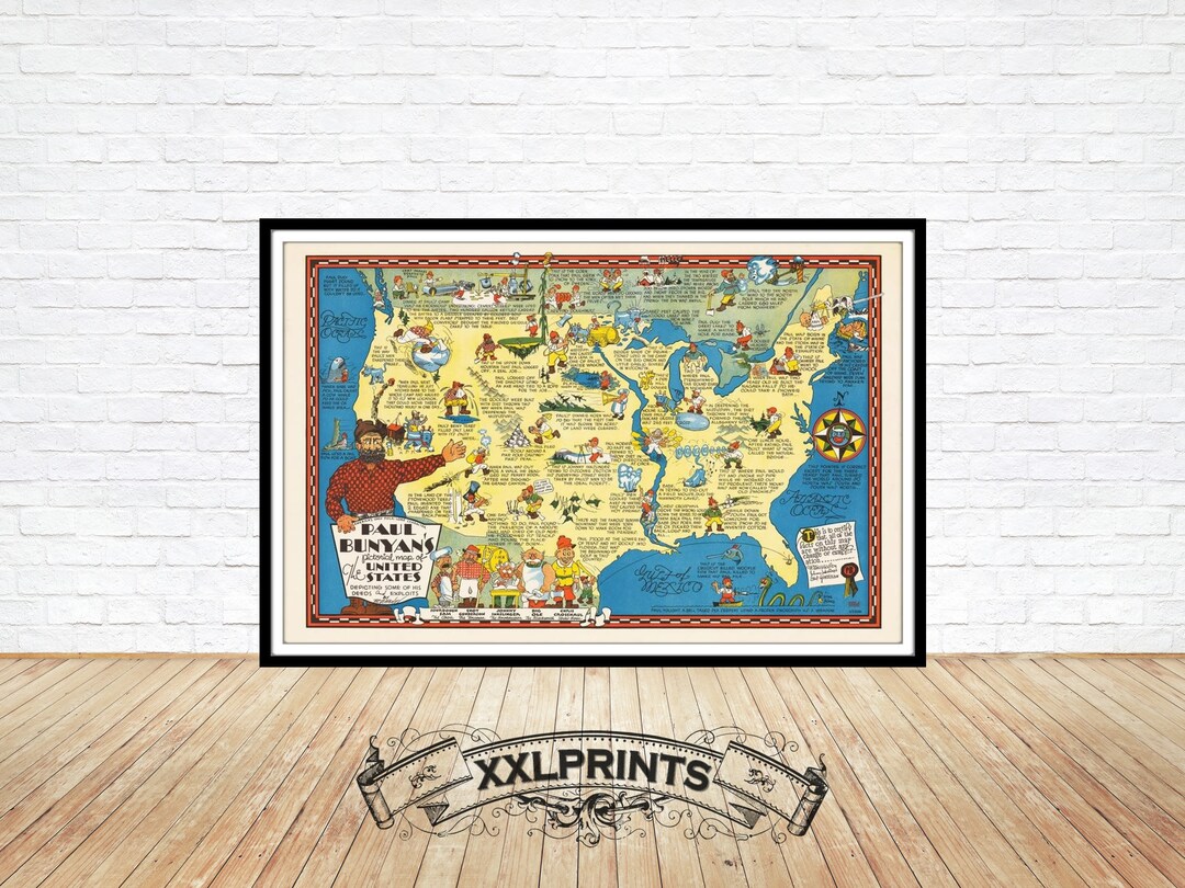 1935 Pictorial Map of United States: Vintage Fine Art Print - Etsy