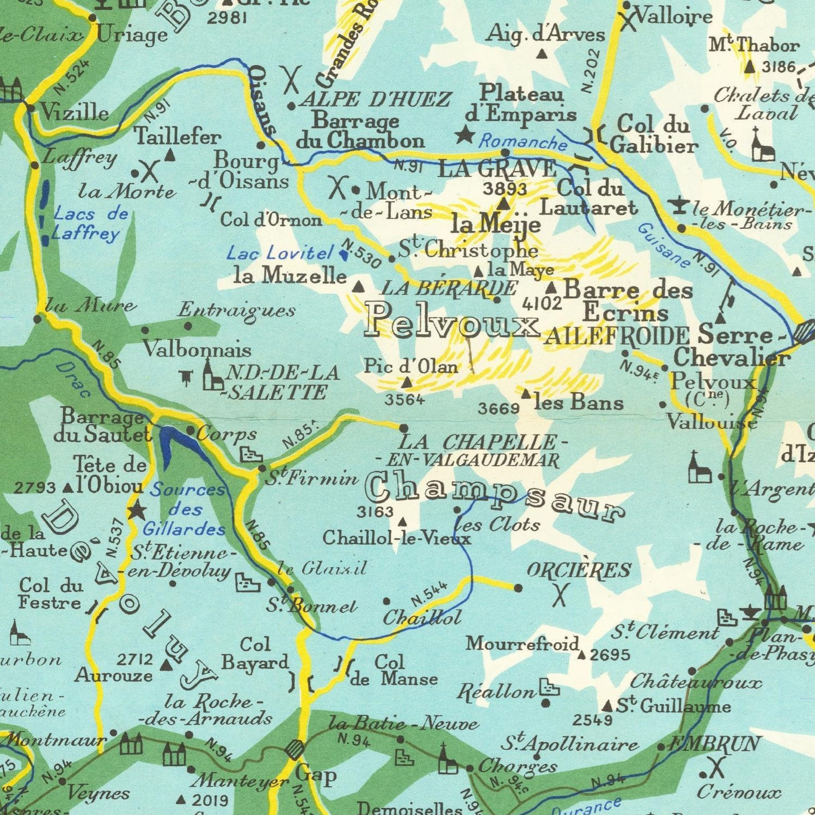 Old Map of French Alps 1960 Fine Reproduction Large Map - Etsy