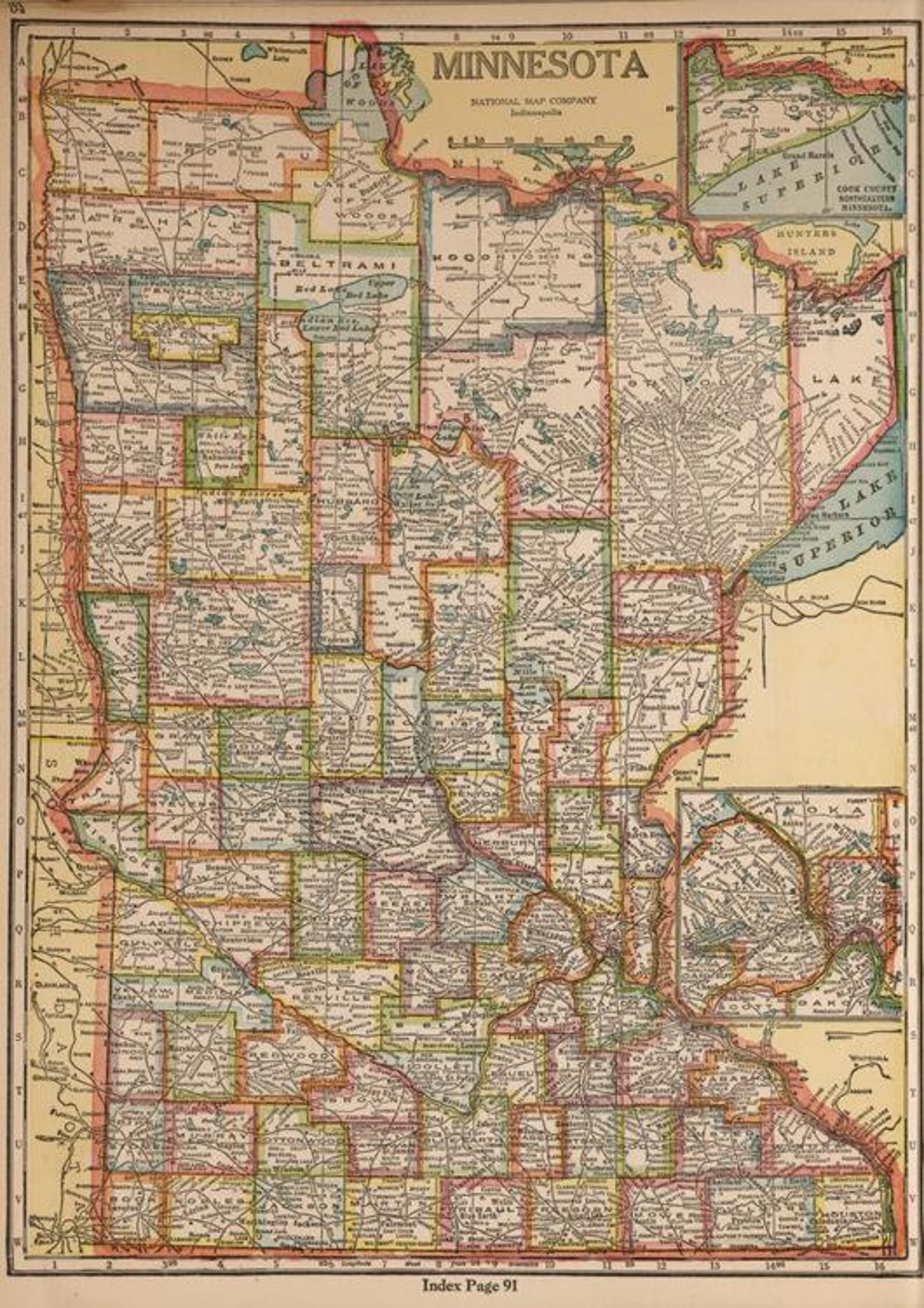 1927 Minnesota Map: Oversize Fine Art Giclée Print - Etsy