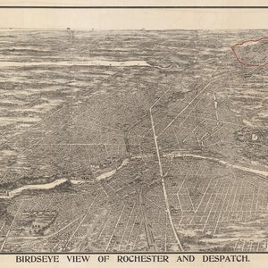 Rochester NY Map Print: 1910 Bird's Eye View, Fine Art Reproduction - Etsy