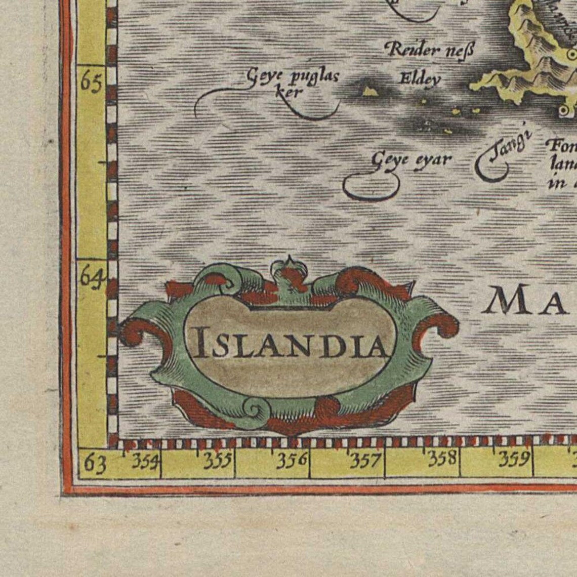 Ancient Map of Iceland 1630 Rare Map Antique Fine | Etsy