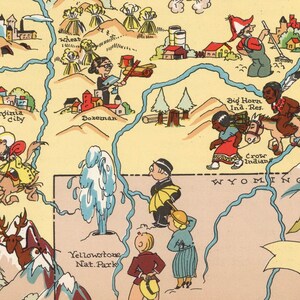 1935 Montana Cartoon Map: Fine Art Giclee Print - Etsy