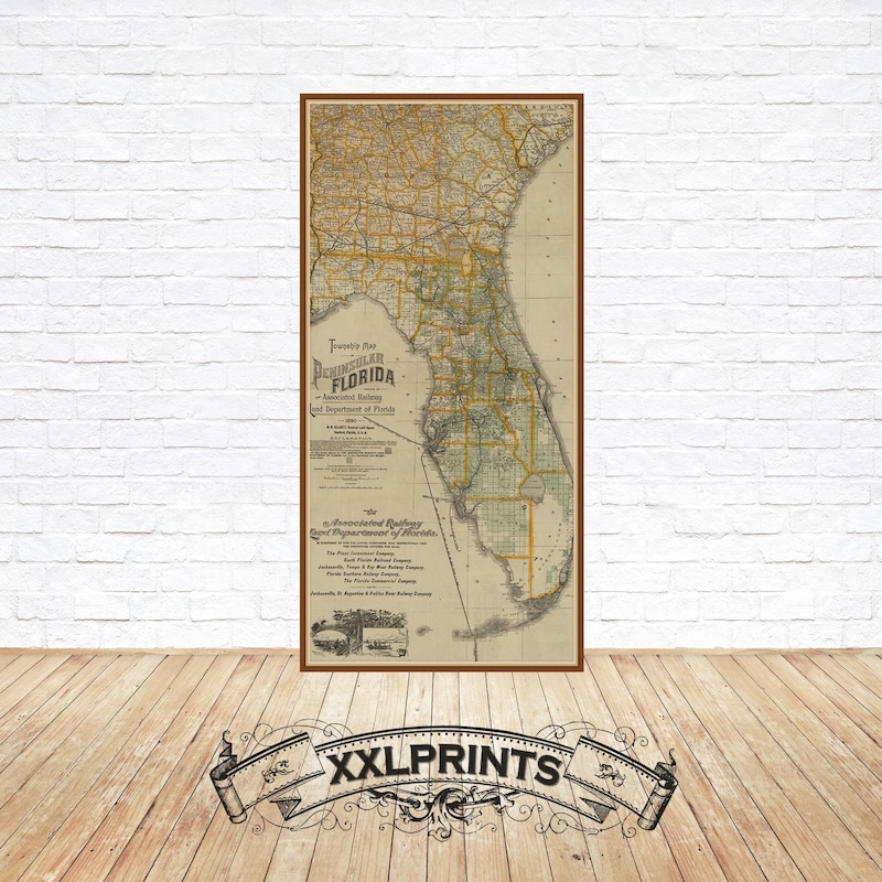 Old Florida Map - Etsy