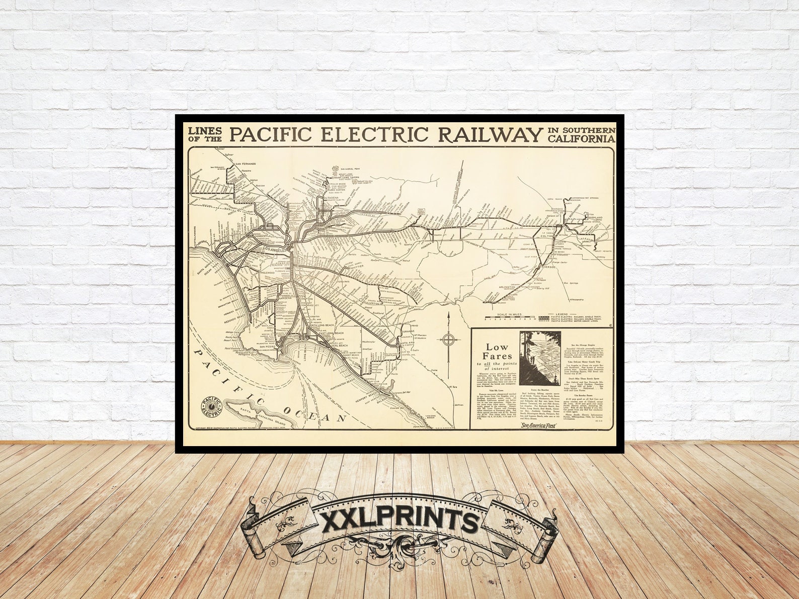 Old Map of Pacific Electric Railwaysouthern | Etsy
