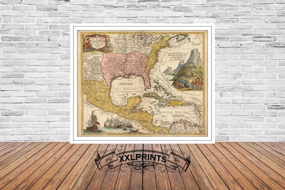 1712 Map of Mexico: Antique Fine Art Print - Etsy