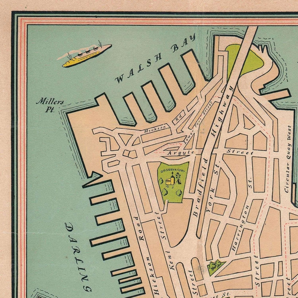 Sydney Australia Map Print: 1944 Pictorial City Plan - Etsy