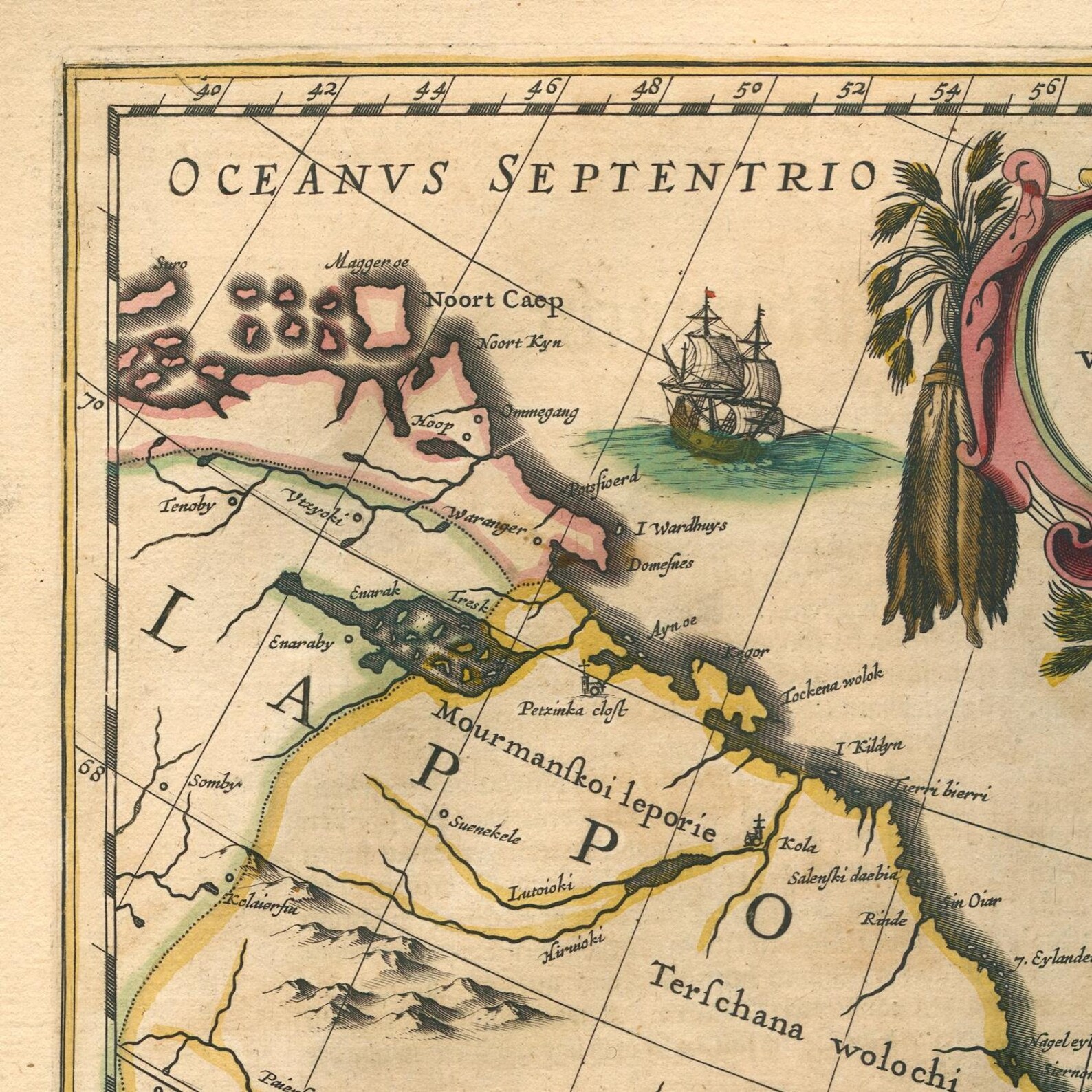 Ancient Map of Russia, 1650, Very Rare Mp, Beautiful Map, Fine ...