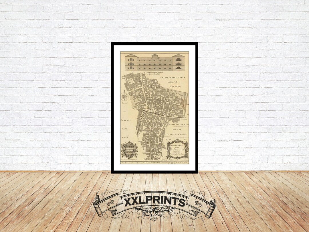 Old Map of Cripplegate,hony Lane Market,st Laurences,maiden Lane,st ...