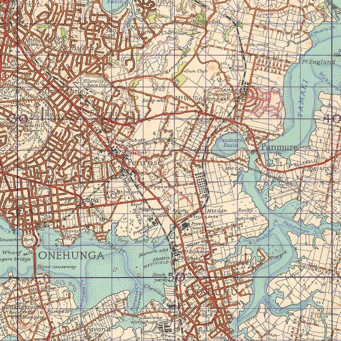 Auckland New Zealand Map Print: 19th Century City Plan - Etsy